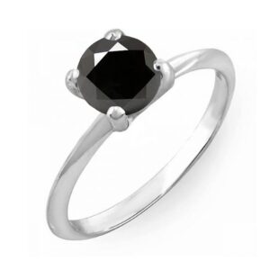 dazzlingrock collection 0.75 carat (ctw) 10k black diamond bridal engagement solitaire ring 3/4 ct, white gold, size 6