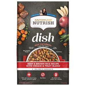 rachael ray nutrish dish premium natural dry dog food with added vitamins, minerals & taurine, beef & brown rice recipe with veggies, fruit & chicken, 23 pound bag