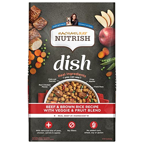 Rachael Ray Nutrish Dish Premium Natural Dry Dog Food with Added Vitamins, Minerals & Taurine, Beef & Brown Rice Recipe with Veggies, Fruit & Chicken, 23 Pound Bag