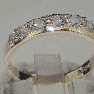 LetsBuyGold 925 Sterling Silver Real Genuine Aquamarine Womens Eternity Band Ring - Size 10