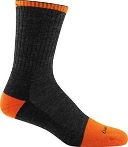 darn tough men's merino wool steely micro crew cushion w/extra cushion toe socks, graphite, large