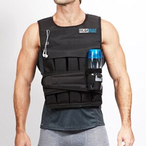 RUNmax RUNFast rm40p 12lb-140lb Weighted Vest (with Shoulder Pads, 40lb), Black