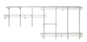 closetmaid shelftrack wire closet organizer system adjustable from 7 to 10 ft, with shelves, clothes rods, hardware, durable steel, white, 7 ft ft