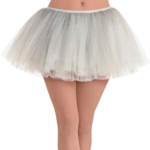 stunning silver tulle tutu skirt for adults - 1 count - glamorous party accessory, unique design - perfect for costumes & celebrations, one size fits all