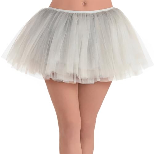 Stunning Silver Tulle Tutu Skirt For Adults - 1 Count - Glamorous Party Accessory, Unique Design - Perfect For Costumes & Celebrations, One Size Fits All