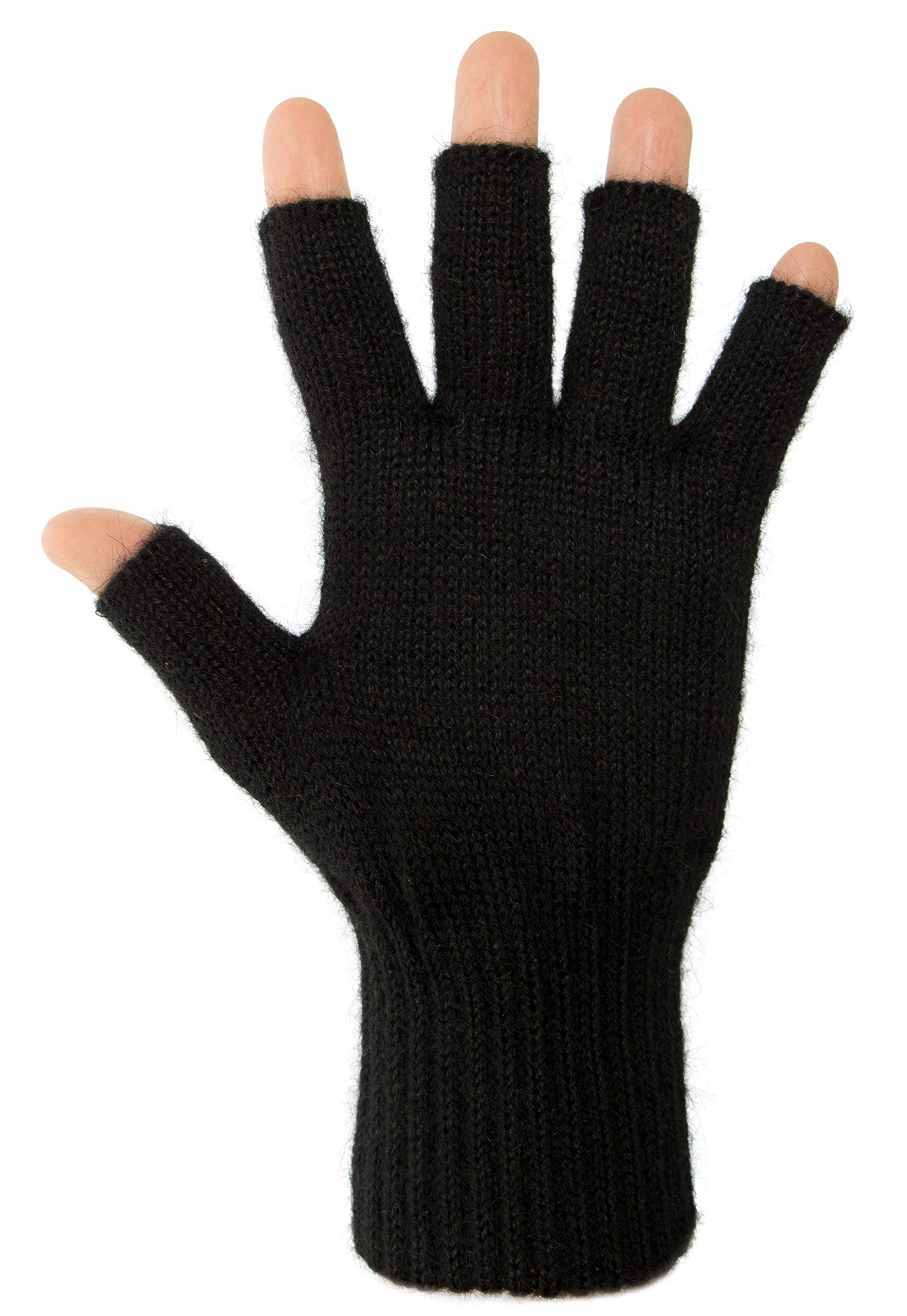 AndeanSun Darn Warm Alpaca Fingerless Gloves 2023 Updated US Sizing-Perfect Fit (Black - 90% Alpaca, Medium)