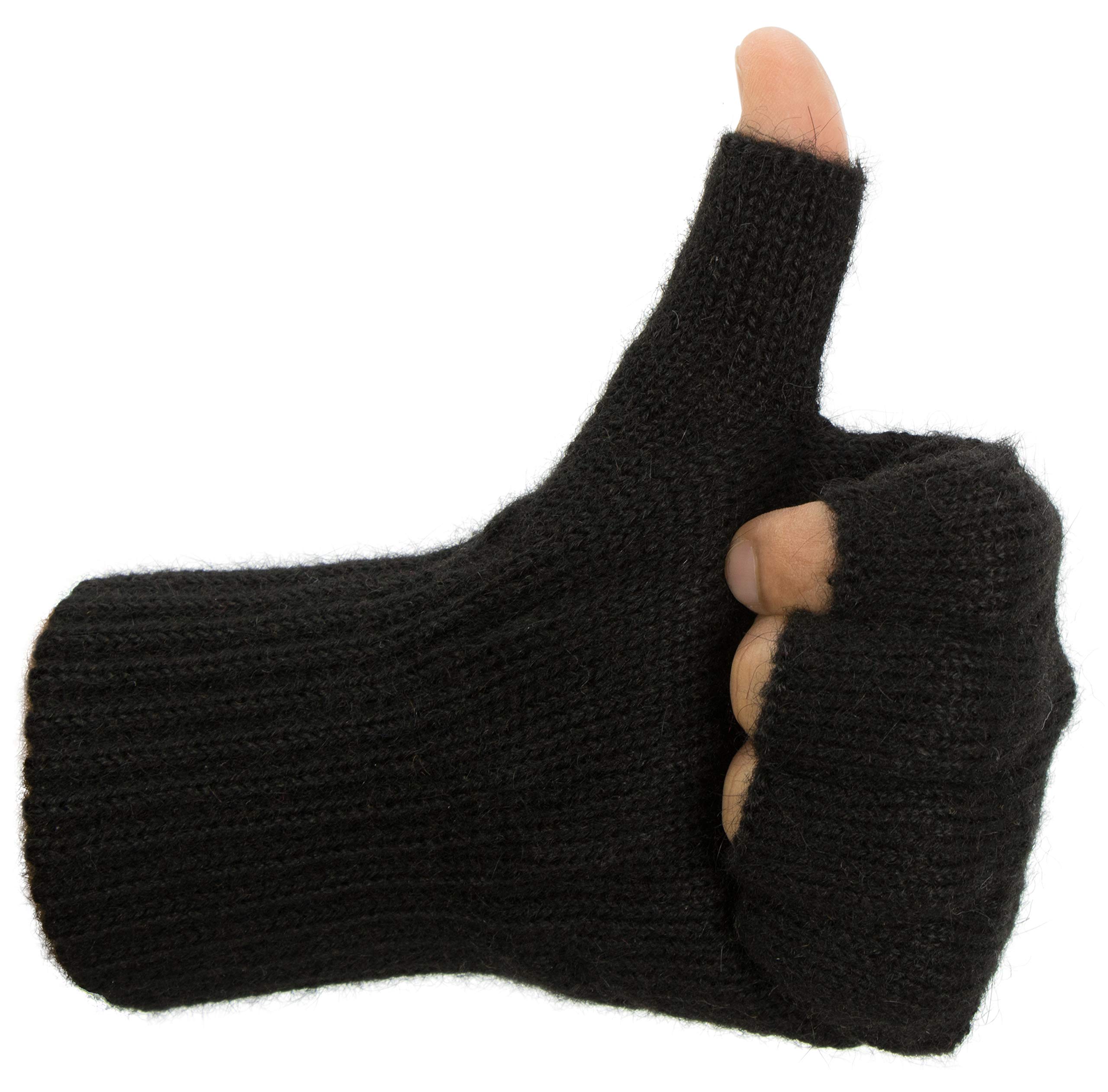 AndeanSun Darn Warm Alpaca Fingerless Gloves 2023 Updated US Sizing-Perfect Fit (Black - 90% Alpaca, Medium)