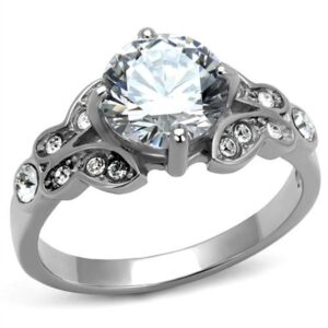 marimor jewelry stainless steel 2.25 carat round cut zirconia engagement ring women's size 10