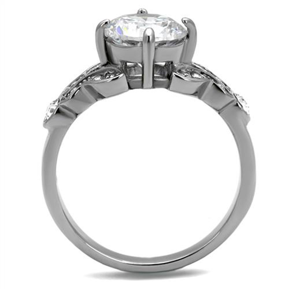 Marimor Jewelry Stainless Steel 2.25 Carat Round Cut Zirconia Engagement Ring Women's Size 10