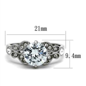 Marimor Jewelry Stainless Steel 2.25 Carat Round Cut Zirconia Engagement Ring Women's Size 10