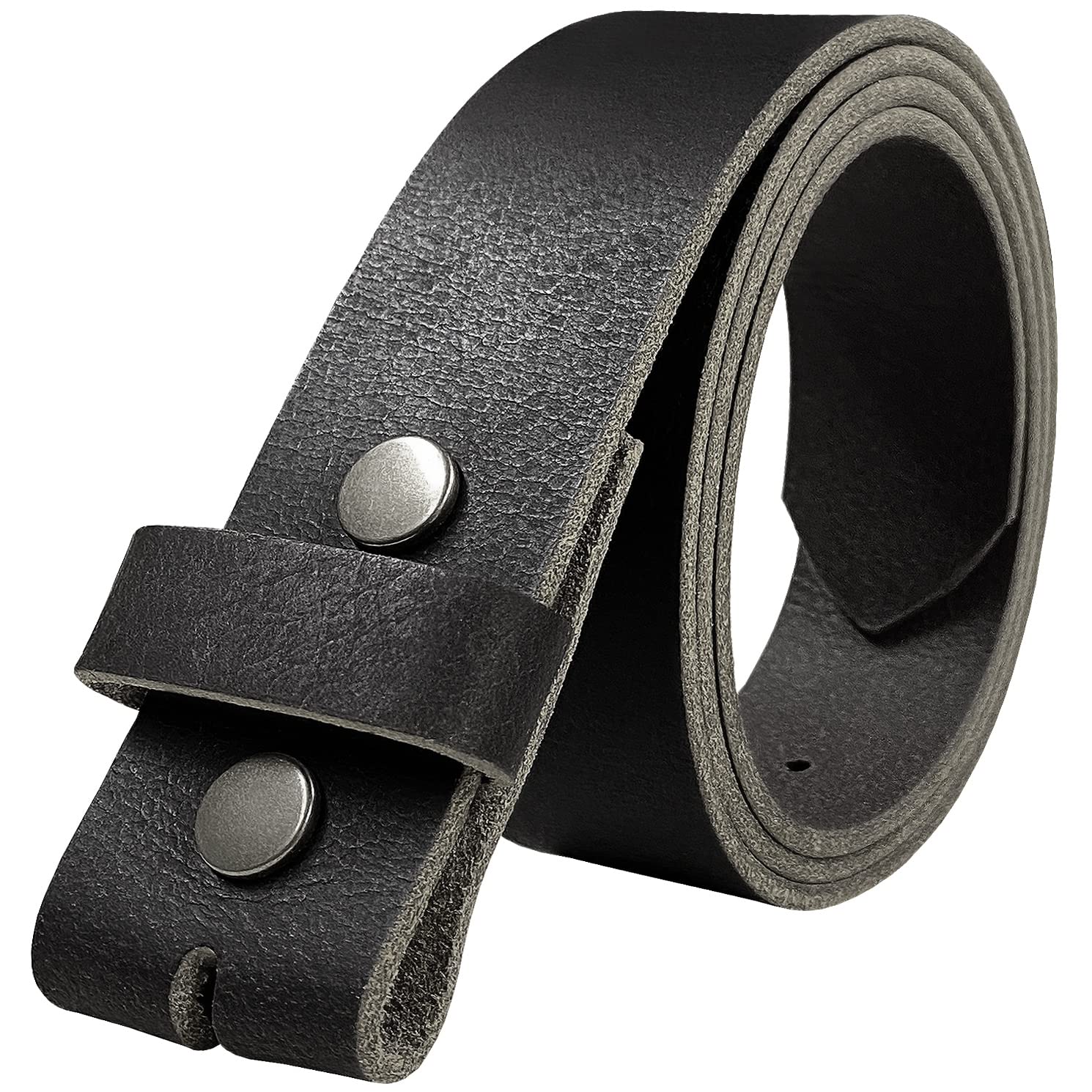 One Piece Full Grain Buffalo Leather Replacement Belt Strap 1-1/2" wide (Black, 52)