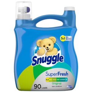 snuggle plus super fresh liquid fabric softener with odor eliminating technology, original, 95 fluid ounces, 90 loads