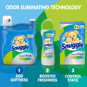 Snuggle Plus Super Fresh Liquid Fabric Softener with Odor Eliminating Technology, Original, 95 Fluid Ounces, 90 Loads