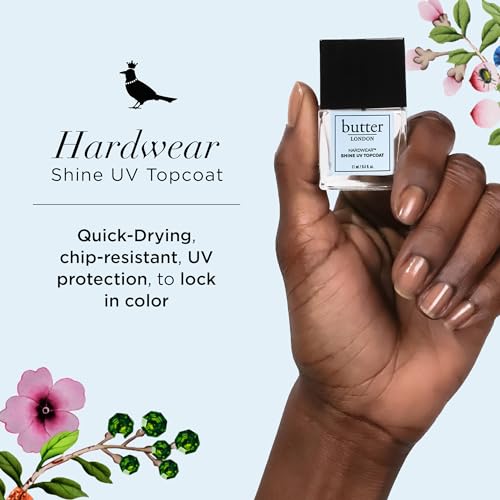 butter LONDON Shine UV Top Coat Nail Polish, Hardwear - Sheer Coverage with Glossy Finish - Quick-Drying Topcoat is Helps Prevent Chipping & Smudging - UV Protection for Long Lasting Radiant Color