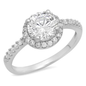 dazzlingrock collection 2.10 carat (ctw) 14k white cubic zirconia ladies halo wedding bridal engagement ring 2 ct, white gold