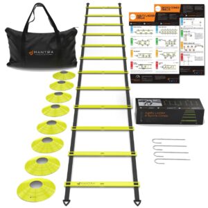 soccer training equipment agility ladder set, sports speed & agility training equipment kit with cones & drills, speed training ladder for footwork, football training equipment