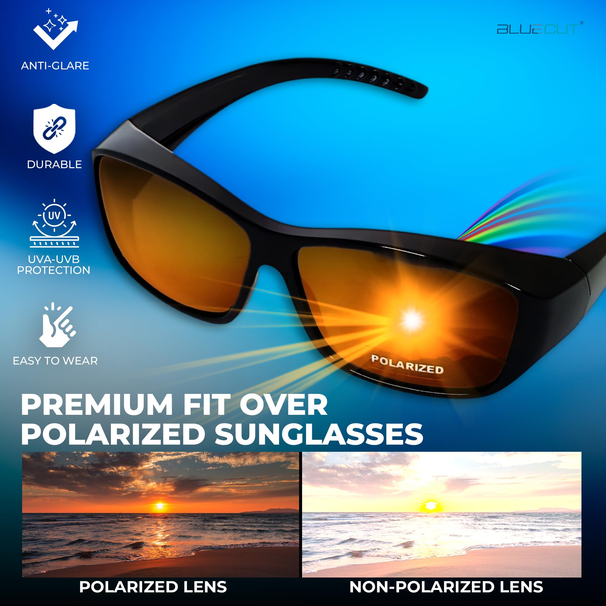 BLUE CUT Fit Over Polarized Sunglasses Solar Shield Sunglasses To Wear Over Glasses