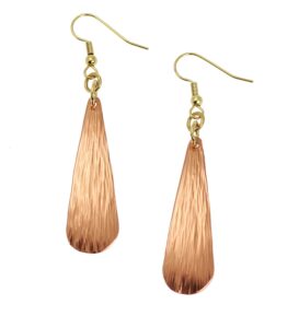 chased copper long tear drop earrings by john s brana handmade jewelry durable copper earrings