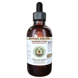 hawaii pharm california poppy alcohol-free liquid extract, organic california poppy (eschscholzia californica) dried above-ground part glycerite natural herbal supplement 2 oz