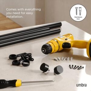 Umbra Cappa Curtain Rod, Includes 2 Matching Finials, Brackets & Hardware, 66 to 120-Inches, Black