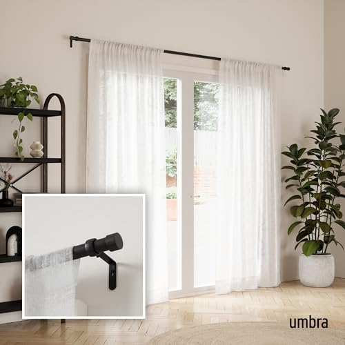 Umbra Cappa Curtain Rod, Includes 2 Matching Finials, Brackets & Hardware, 66 to 120-Inches, Black