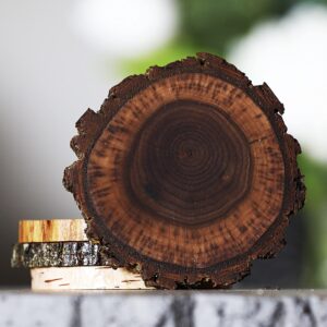 Variety Pack Natural Tree Wood Coasters with Bark (4-Pack) | Coasters For Drinks, Bars, Mancaves, Coffee Tables | Rustic Home Decor