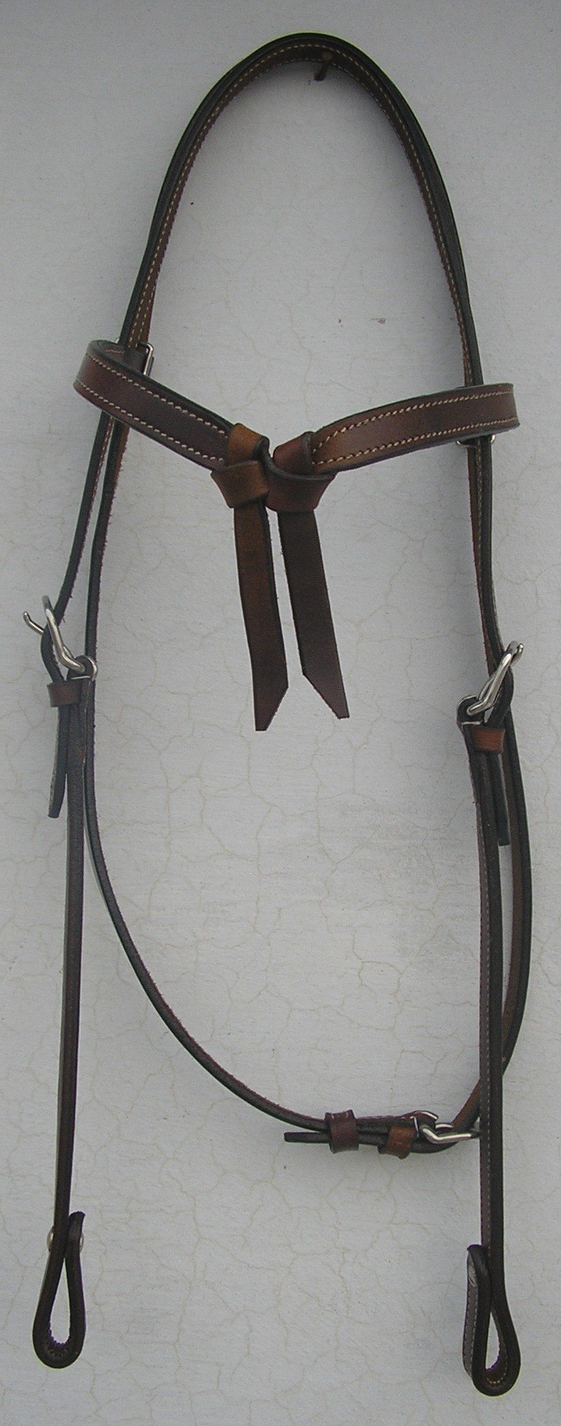 GSk Reitsports New Western Oil Pull up Leather Headstall Raw Hide Futurity Knotted Brow Band Headstall Brown