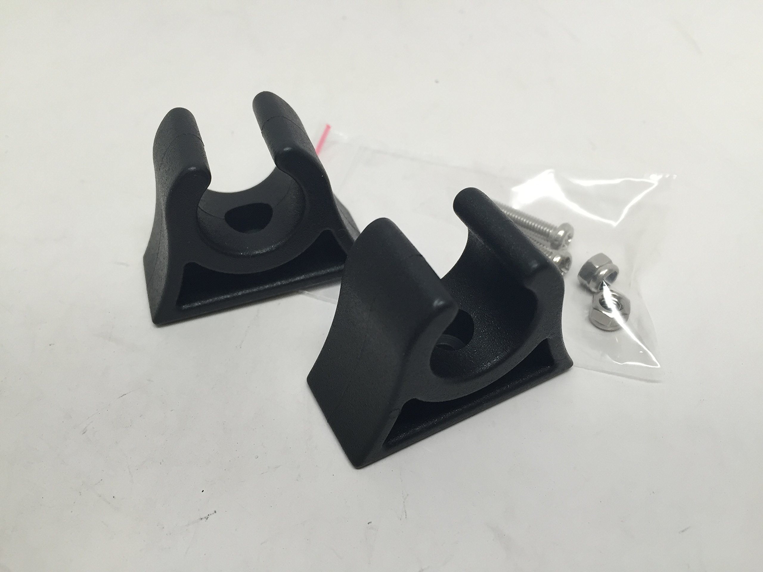 MARINE BOAT CANOE KAYAK PAIR of BLACK PP+TPR MOLDED PADDLE CLIP 3/4" DIAMETER