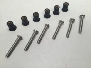 6 pcs 3/16" inner dia. well nuts with screws for kayak canoe small boats marine