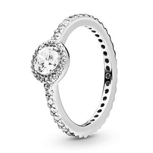 pandora jewelry classic sparkle halo cubic zirconia ring in sterling silver, size 4.5