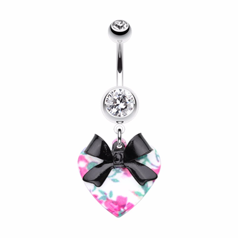 Vintage Floral Heart Bow-Tie WildKlass Belly Button Ring