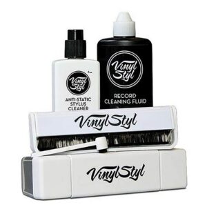 vinyl styl ultimate vinyl record care kit - record & stylus brushes - fluid and case