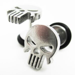 Skull Metal Cutout Stud Post Earrings - New - Pair! - Four Colors to Choose From (Anodized Multi-Colored)