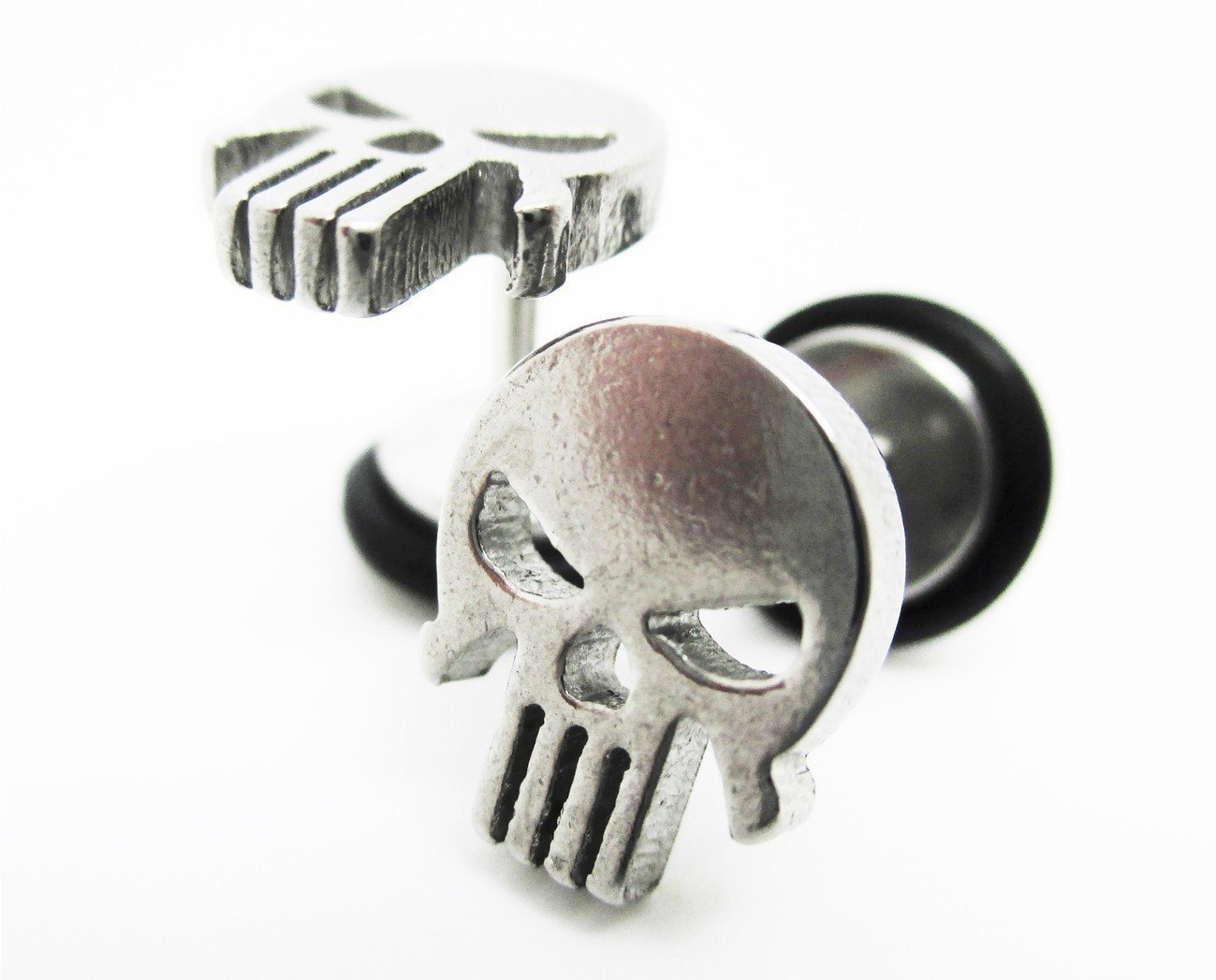 Skull Metal Cutout Stud Post Earrings - New - Pair! - Four Colors to Choose From (Anodized Multi-Colored)