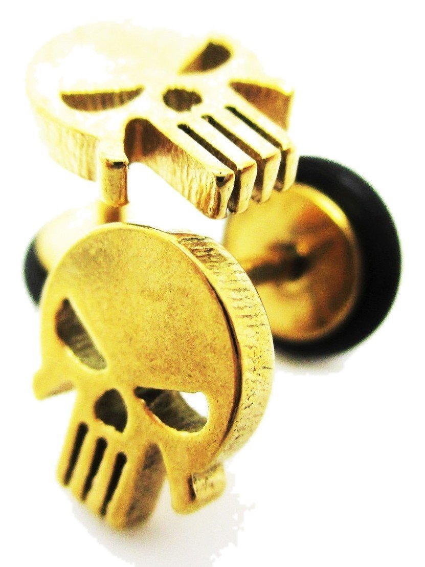 Skull Metal Cutout Stud Post Earrings - New - Pair! - Four Colors to Choose From (Anodized Multi-Colored)