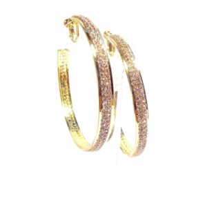 clip-on earrings gold tone double crystal hoop earrings 3 inch clip hoop earrings for non pierced ears