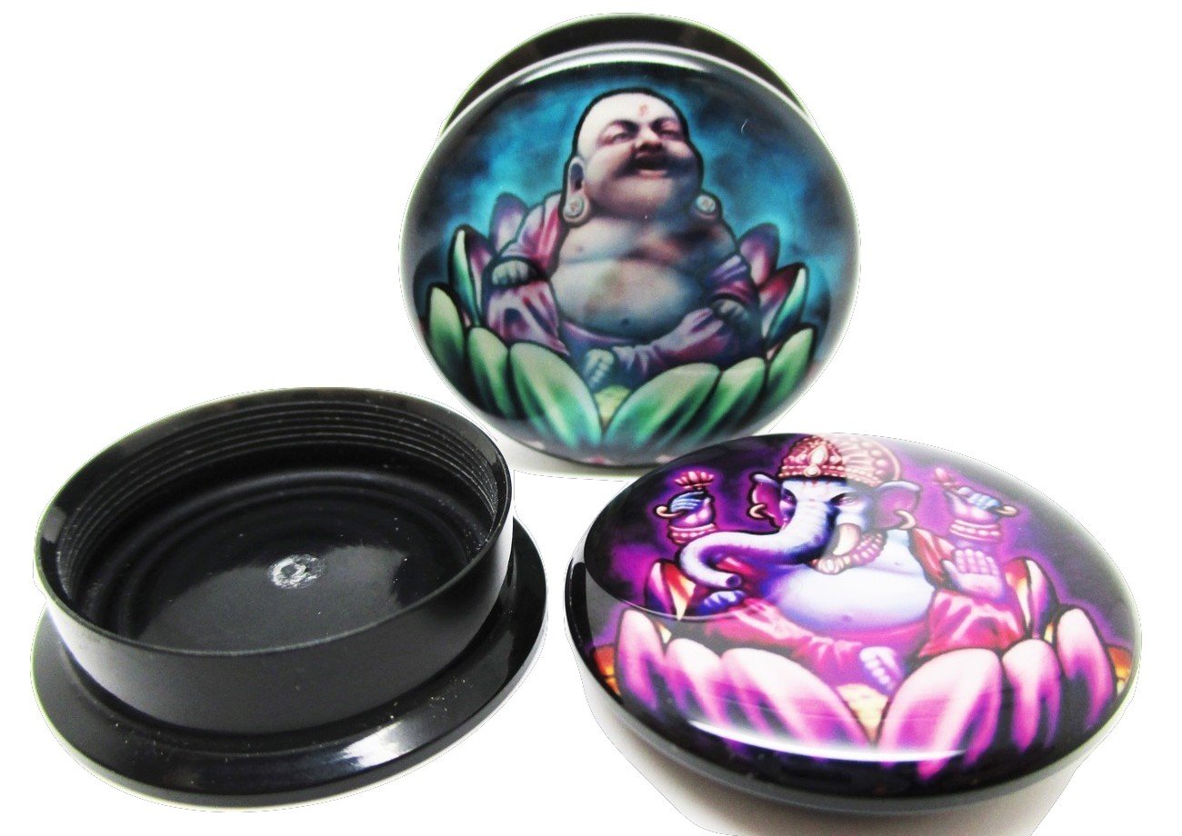 Pierced Republic Ganesh & Buddha Ear Plugs - Acrylic - Screw on - NEW *Pair* - 10 Sizes (1" (25mm))