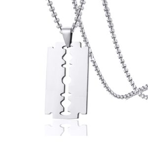 xusamss hip hop titanium steel blade model dog tag pendant razor necklace,24" chain