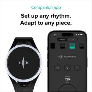 Soundbrenner Pulse | Smart, Vibrating & Wearable Metronome | for All Instruments (Guitar, Piano, Drums) | Tap Tempo (BPM) + Visual Beat Counting | Practice Like A Pro | As Seen at NAMM