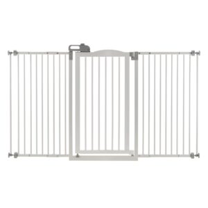 richell tall one-touch gate ii wide, dog gate, 38.4 inch tall pet gate, white (94935)