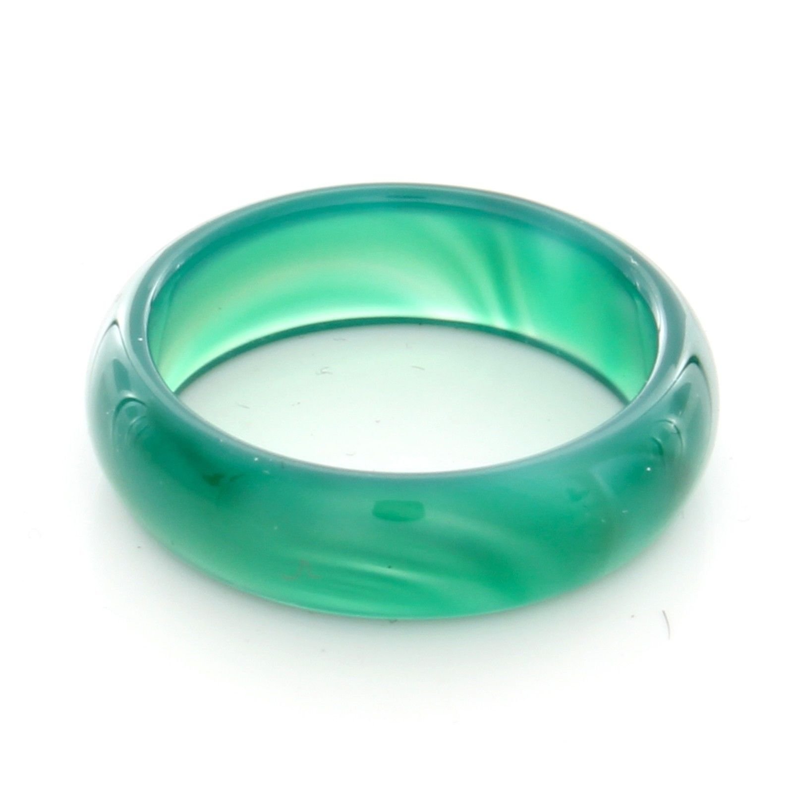 Nostrand 6mm Green Agate Gemstone Plain Band Ring (9)