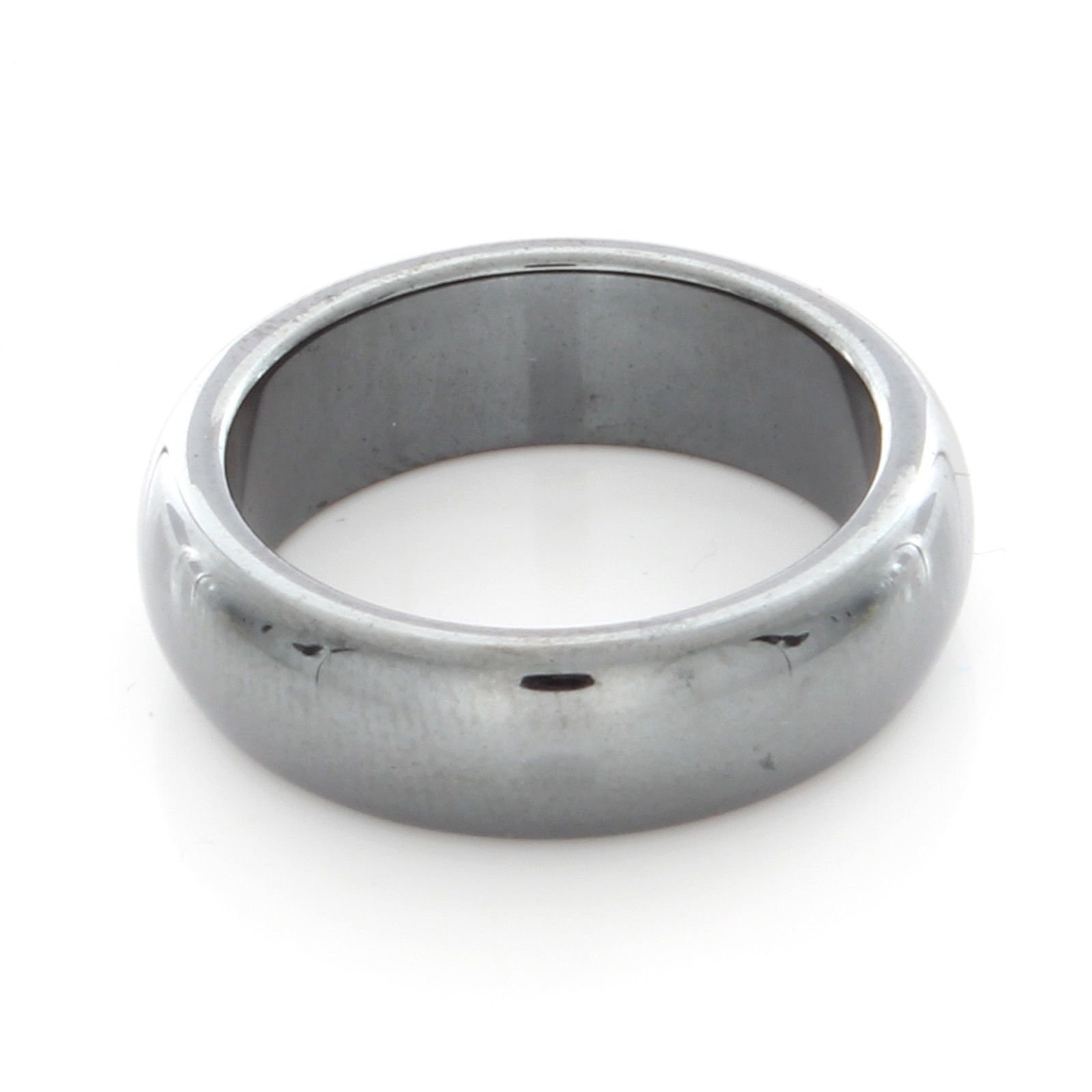 Nostrand 6mm Hematite Gemstone Plain Band Ring (5)