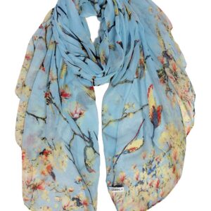 GERINLY Scarfs for Women Lightweight Birds Florals Scarves for Summer Outfits Accessories Head Wear Shawl