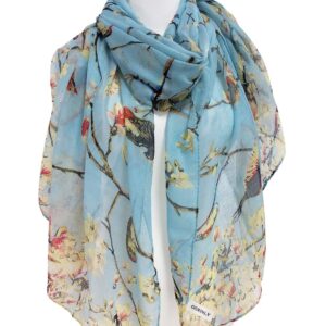 GERINLY Scarfs for Women Lightweight Birds Florals Scarves for Summer Outfits Accessories Head Wear Shawl