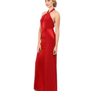 Jill Jill Stuart Women's Halter Satin Back Crepe Gown, Redwood, 10