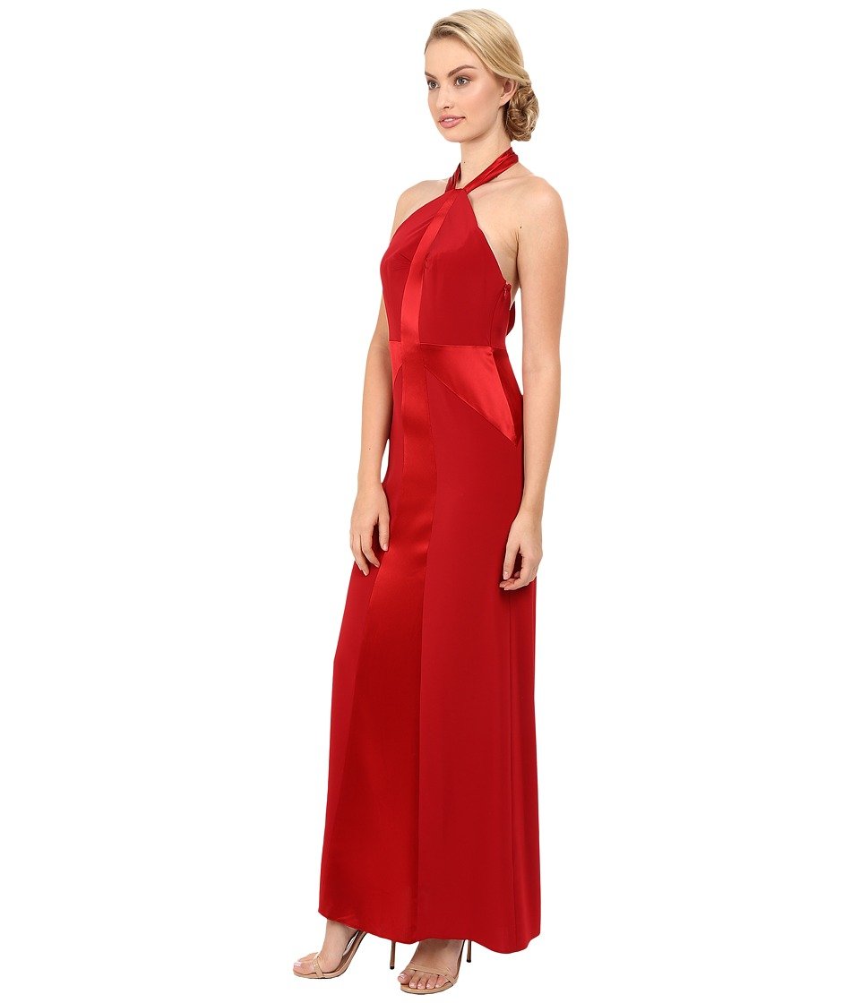 Jill Jill Stuart Women's Halter Satin Back Crepe Gown, Redwood, 10