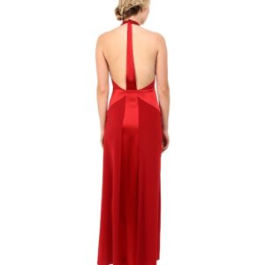 Jill Jill Stuart Women's Halter Satin Back Crepe Gown, Redwood, 10