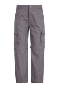 mountain warehouse active kids zip off hiking pants - boys & girls dark grey 9-10 years