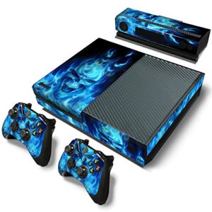 gam3gear pattern series decals skin vinyl sticker for xbox one console & controller (not xbox one elite / xbox one s / xbox one x) - blue skull