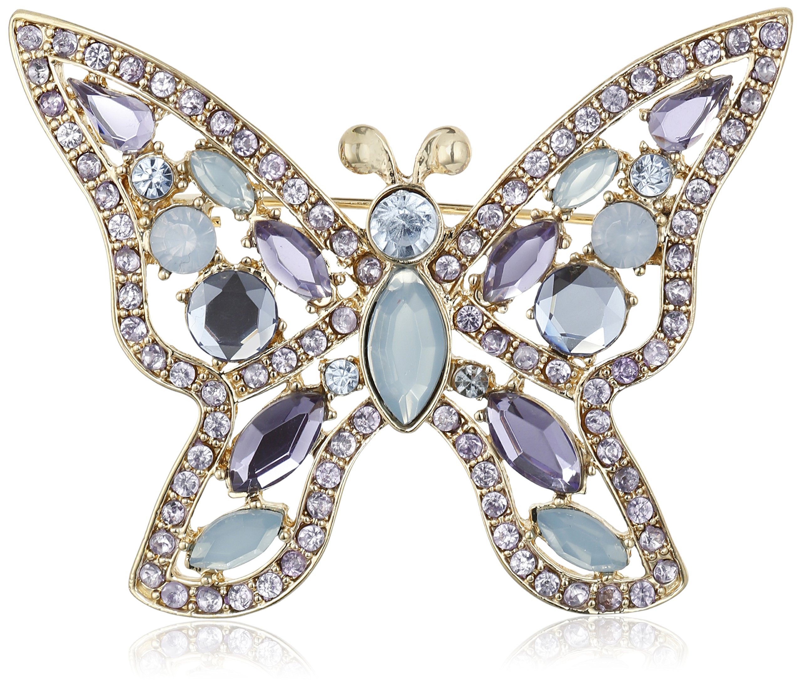 Napier "Giftables" Boxed Silver-Tone and Blue Purple Butterfly Pin